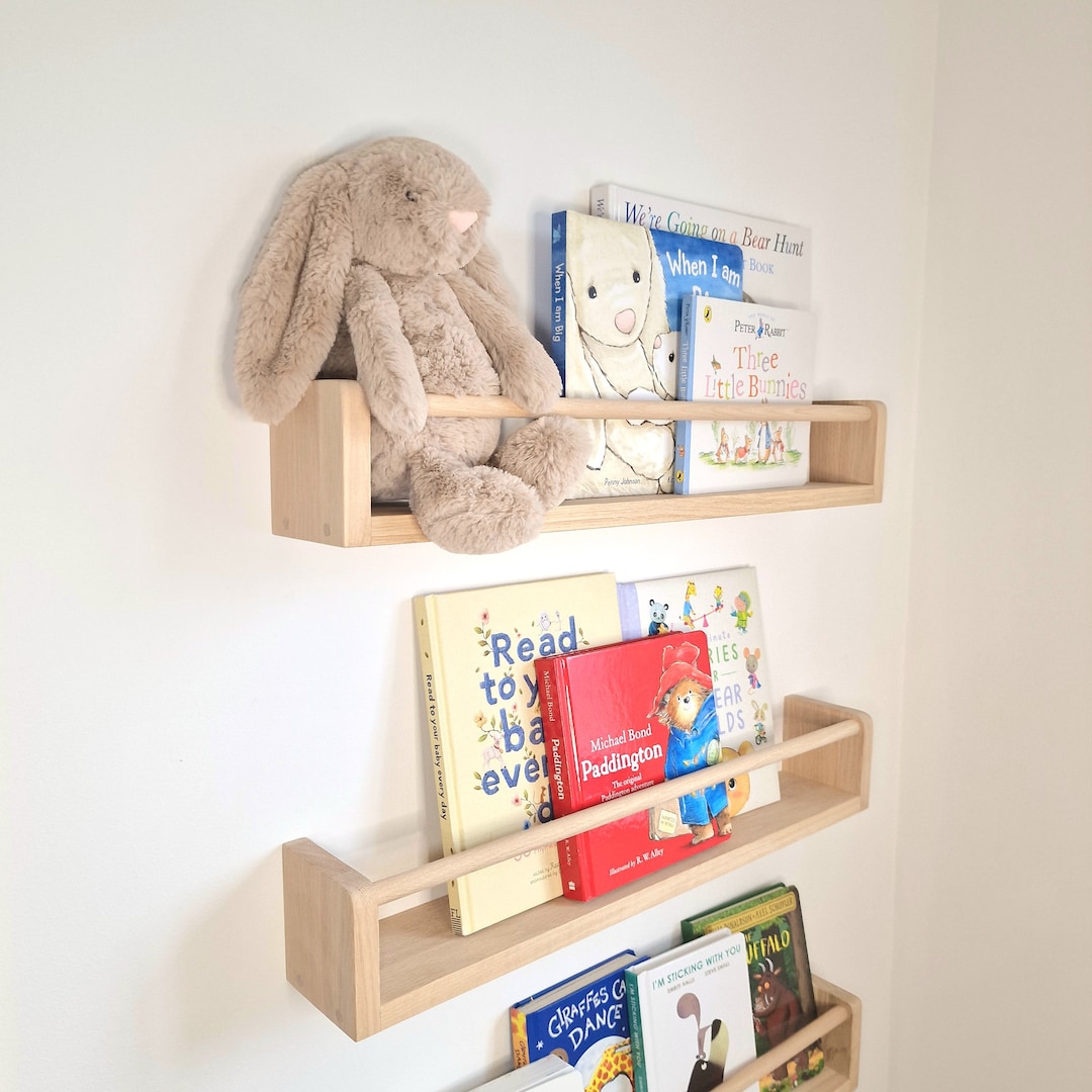 Set of Oak Bookshelves for Nursery, Baby Room, Nursery Shelf for Books ...