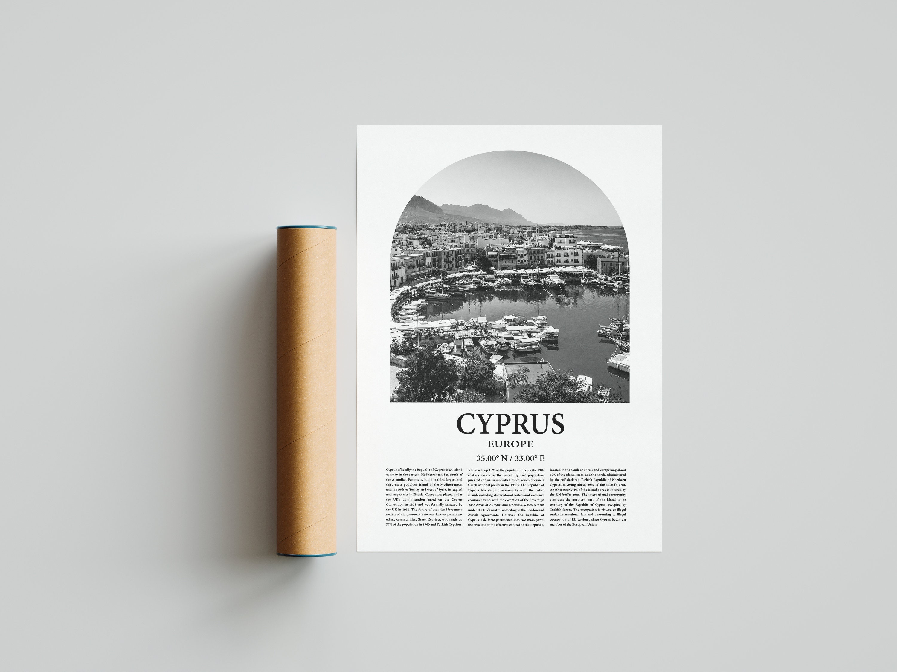 Cyprus Poster, Cyprus Art Print, Cyprus Travel Print Black & White ...