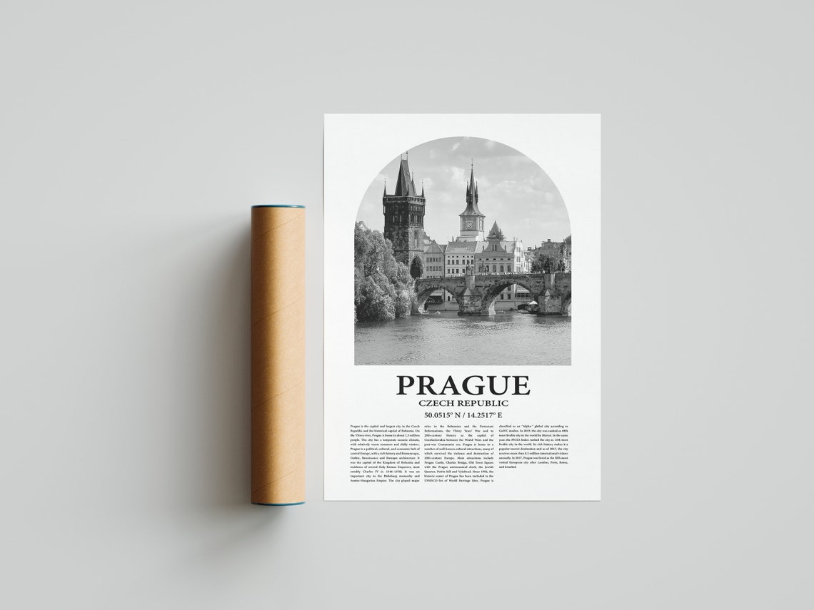 Prague Poster Prague Art Print Prague Travel Print Black & - Etsy