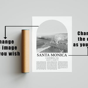 Santa Monica Poster Inspired Newspaper, Santa Monica Black and White ...
