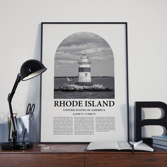 Rhode Island Poster Inspired Newspaper Rhode Island Black and - Etsy