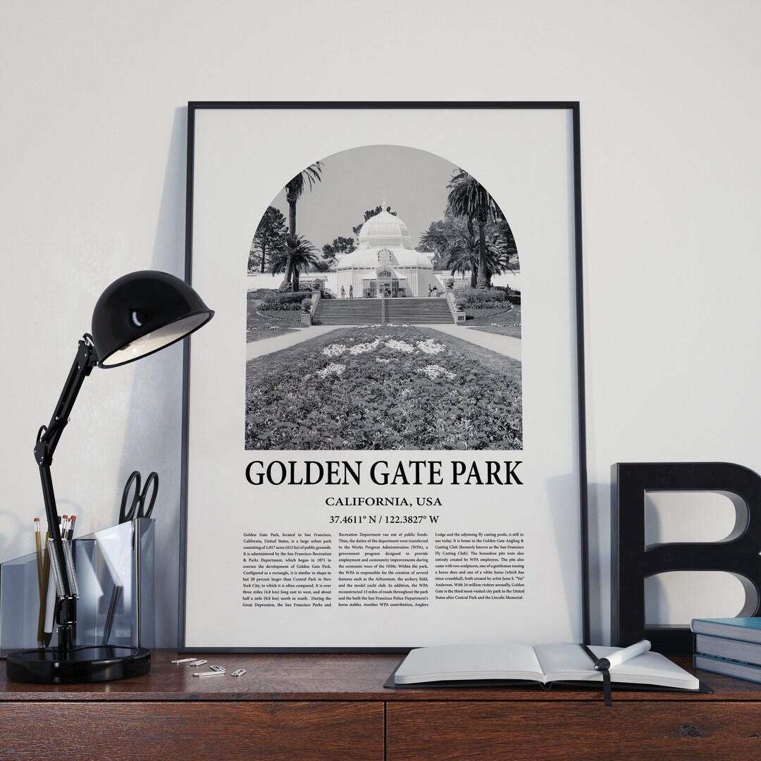 Golden Gate Park Poster Inspired Newspaper, Golden Gate Park Black and ...