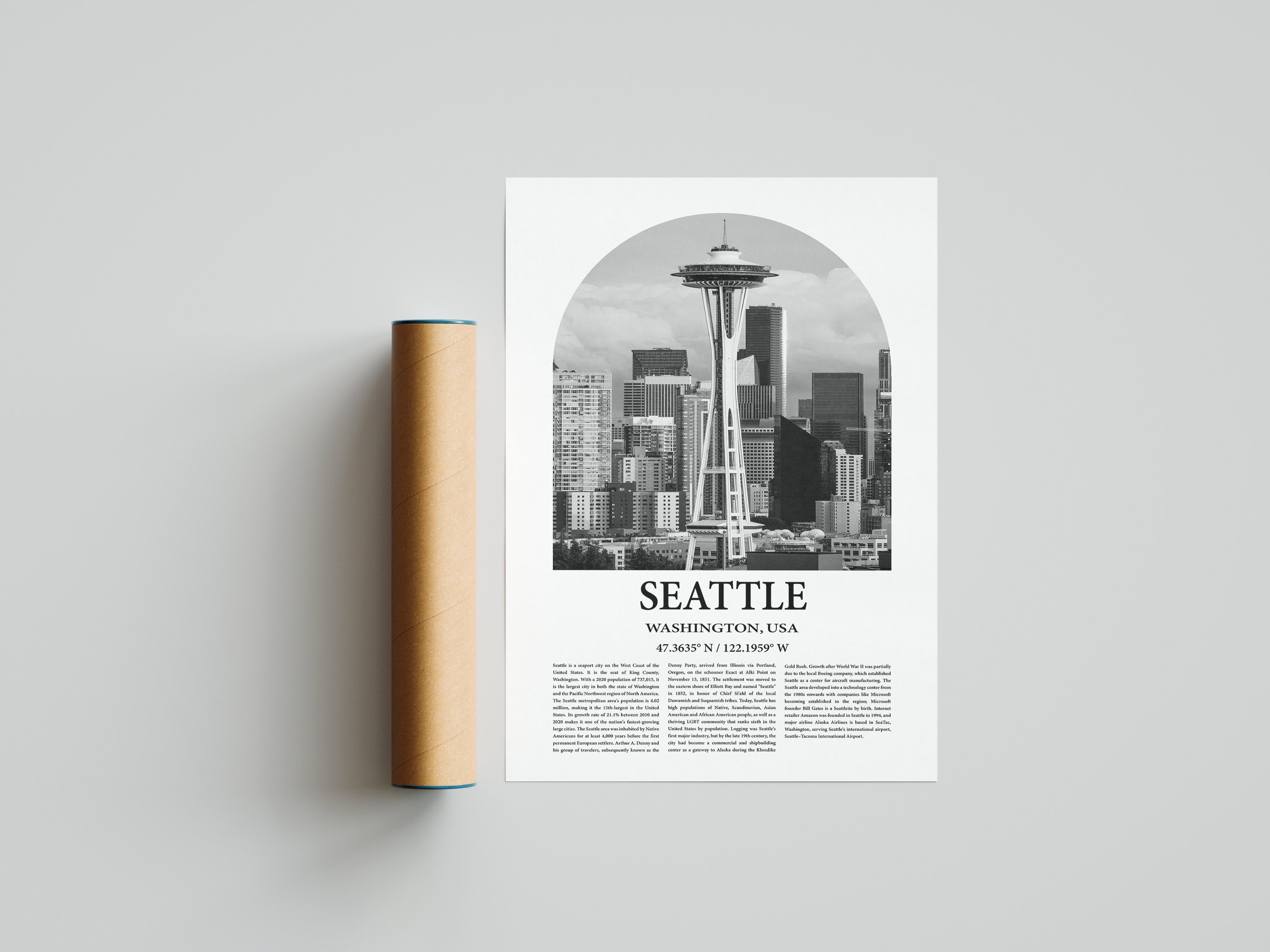 Seattle Poster Inspired Newspaper Seattle Print Seattle - Etsy