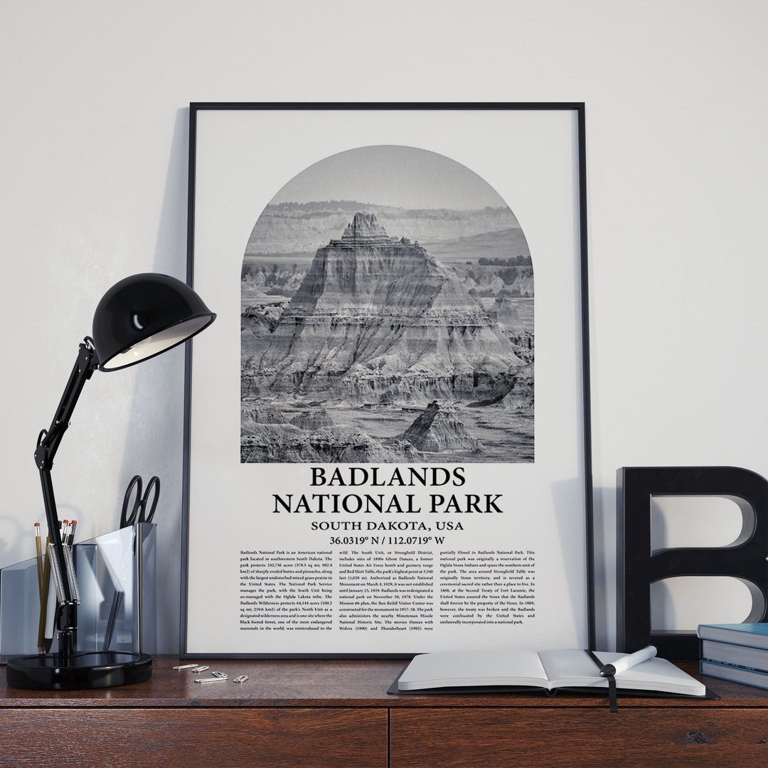 Badlands National Park Poster Inspired Newspaper, Badlands National ...