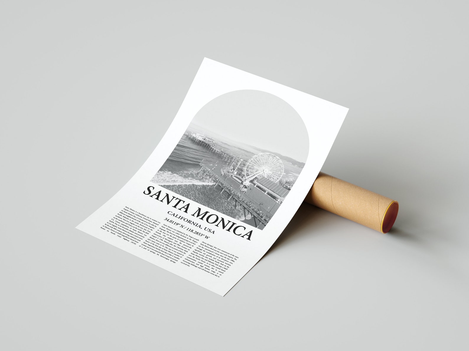 Santa Monica Poster Inspired Newspaper Santa Monica Black and - Etsy