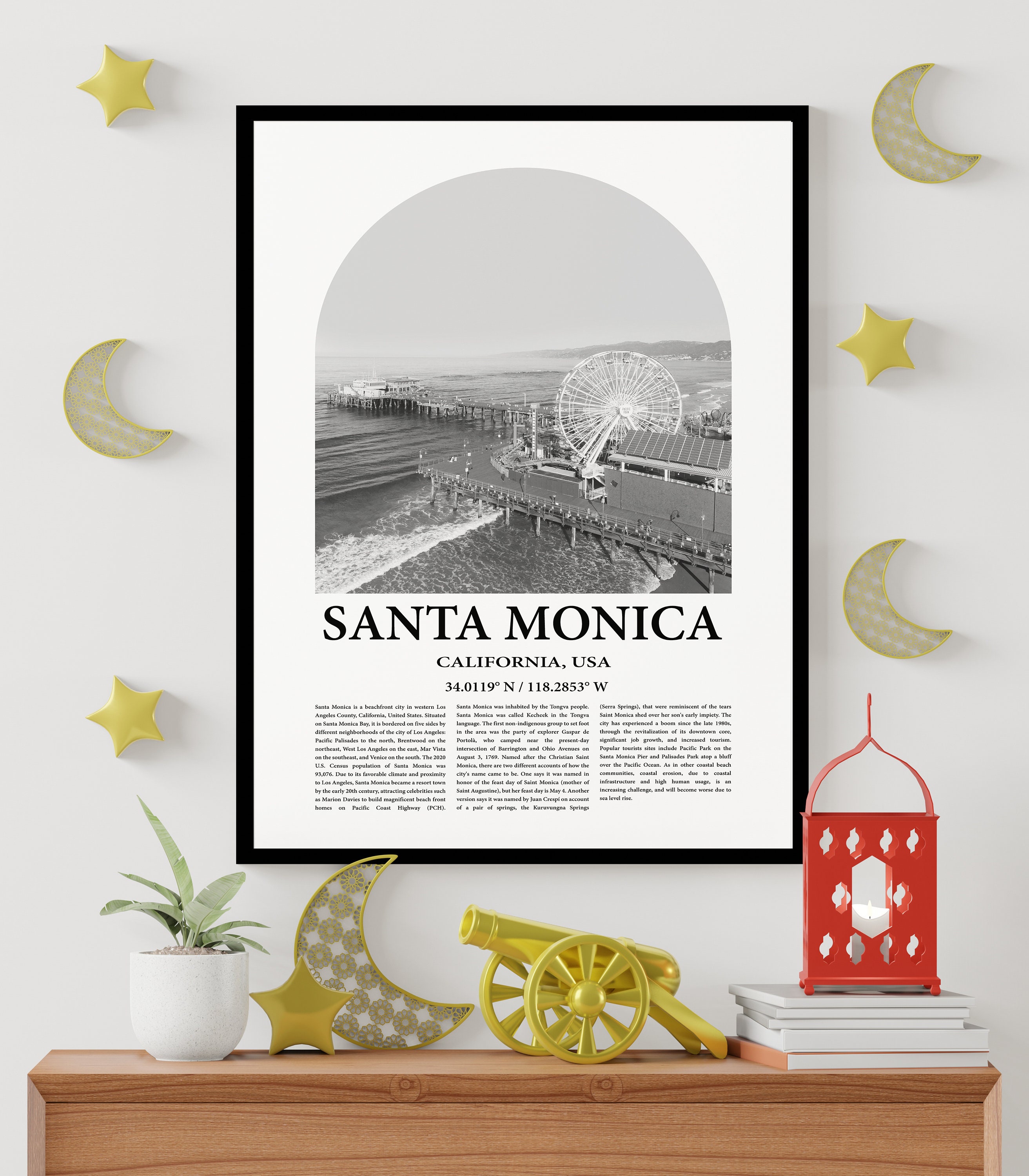 Santa Monica Poster Inspired Newspaper Santa Monica Black and - Etsy