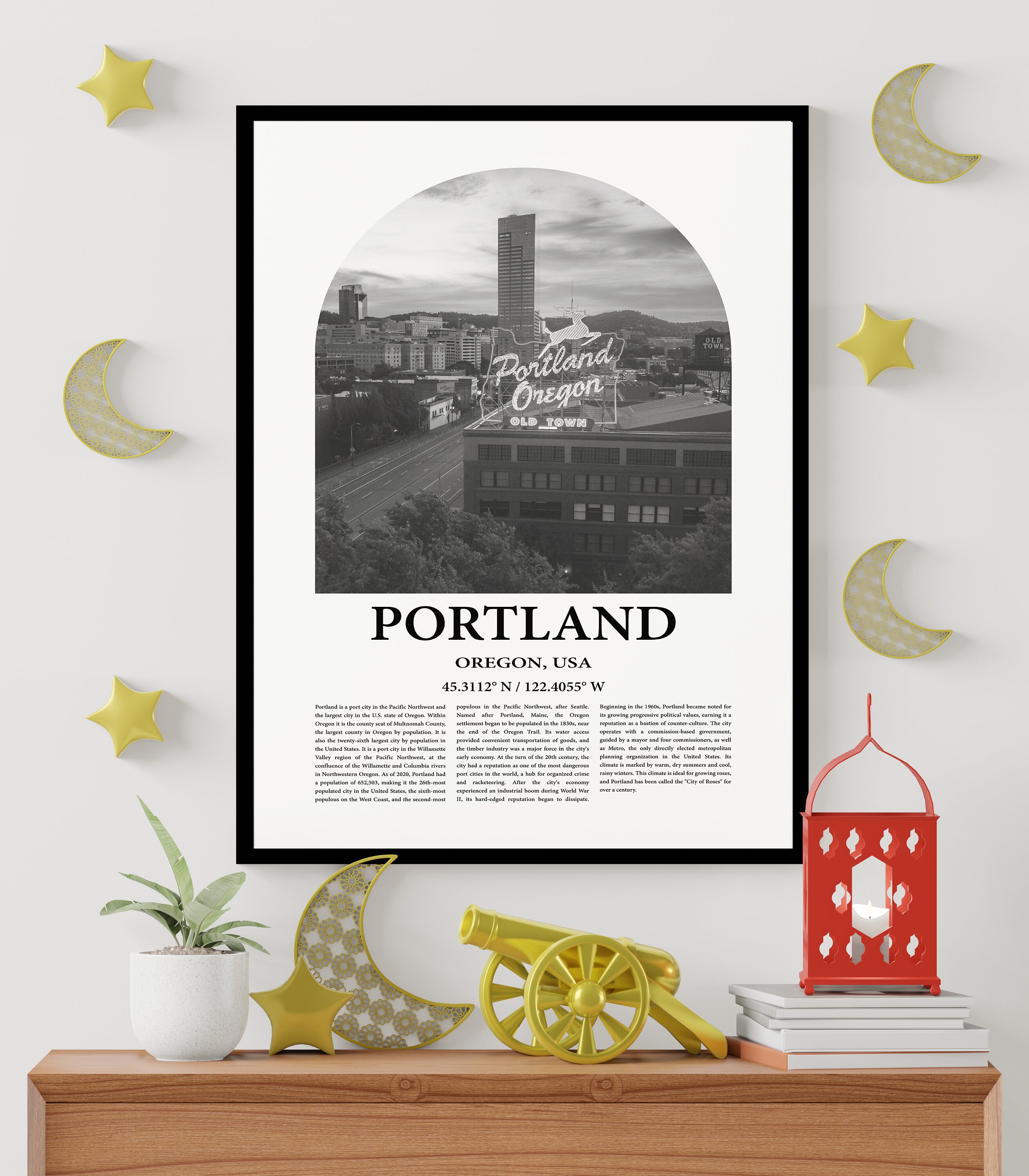 Portland Poster Inspired Newspaper, Portland Black and White Travel ...