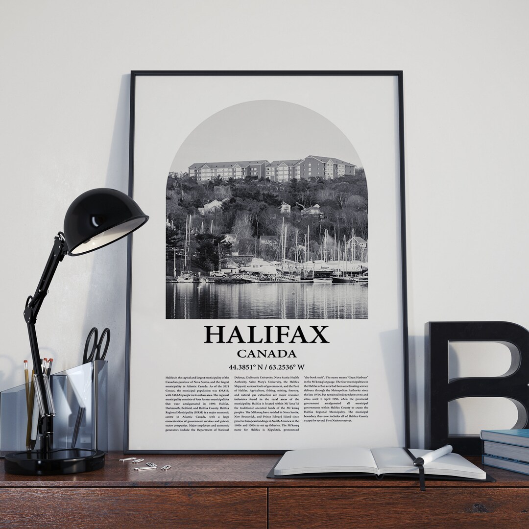 Halifax Poster Inspired Newspaper, Halifax Black and White Travel ...