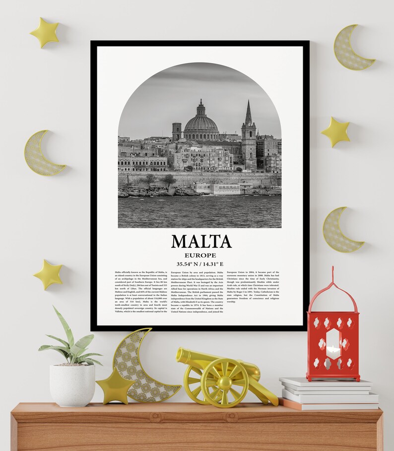 Malta Poster Malta Art Print Malta Travel Print Black & - Etsy