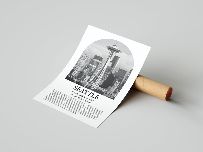 Seattle Poster Inspired Newspaper Seattle Print Seattle - Etsy