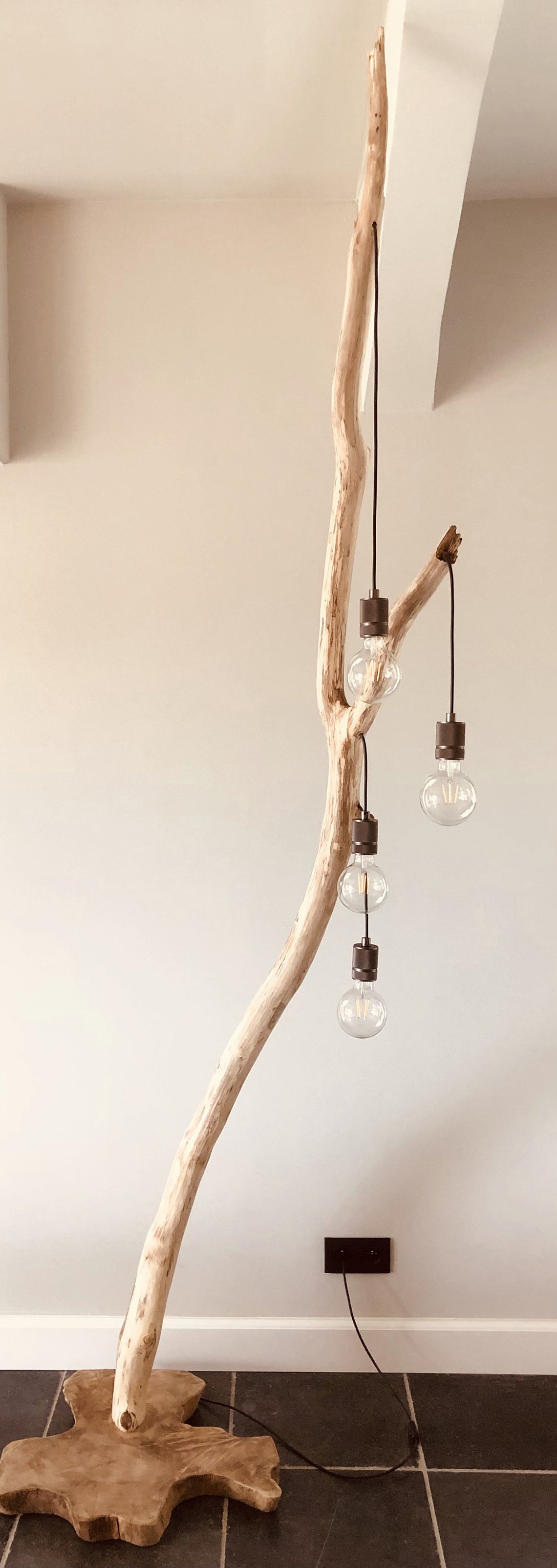 Wooden Lamp, Oak Wood Lamp, Floor Lamp From an Old Oak Branch, Floor ...