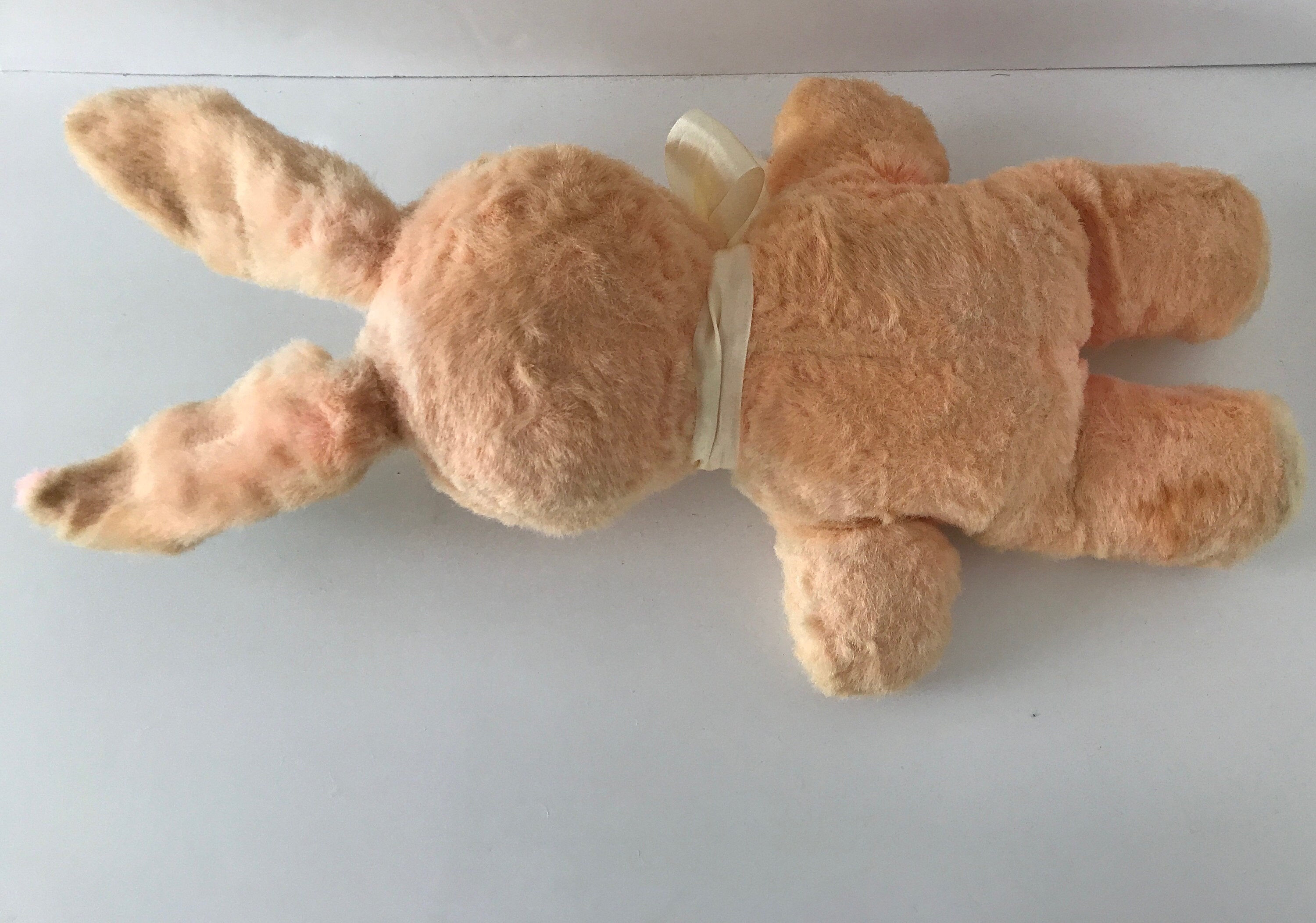 Vintage 1950s Baby BUNNY Rabbit Stuffed PINK Rayon PLUSH Green Satin ...