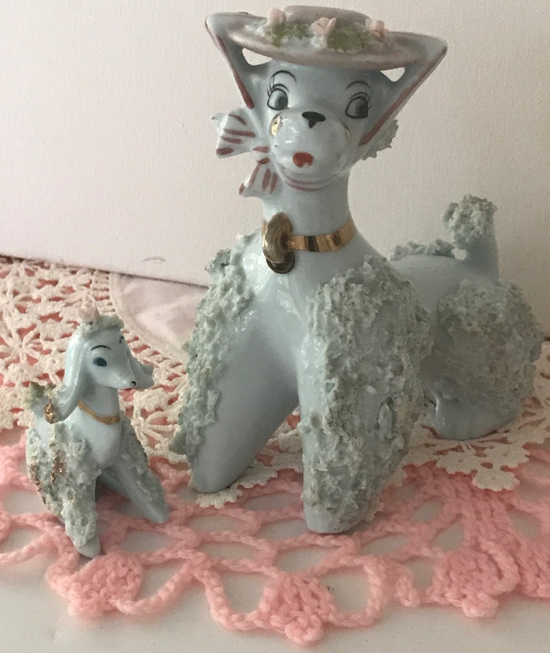 Vintage 1950s BLUE POODLES Kawaii Baby Face MCM Mid Century Figurines Super Cute - Etsy