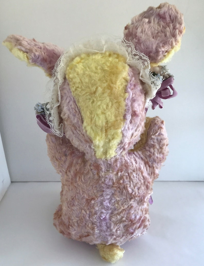 Vintage 1950s Bunny Rabbit Stuffed Pastel Violet and Yellow Rayon PLUSH ...