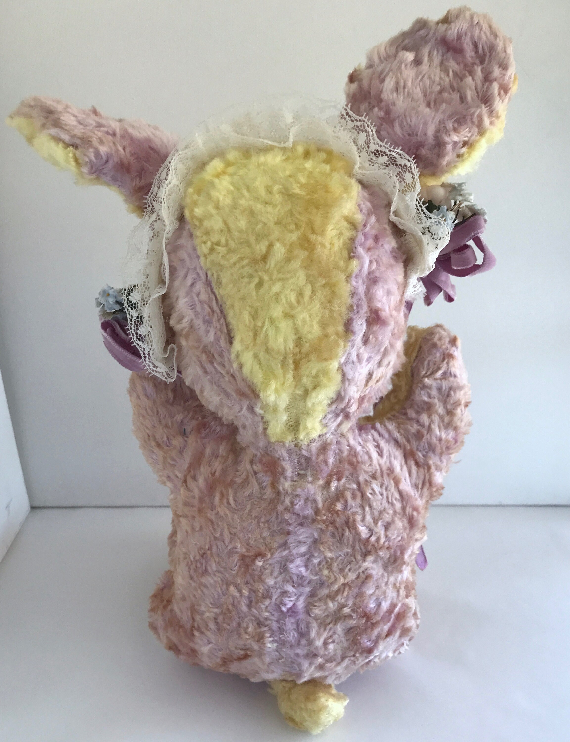 Vintage 1950s Bunny Rabbit Stuffed Pastel Violet and Yellow Rayon PLUSH ...