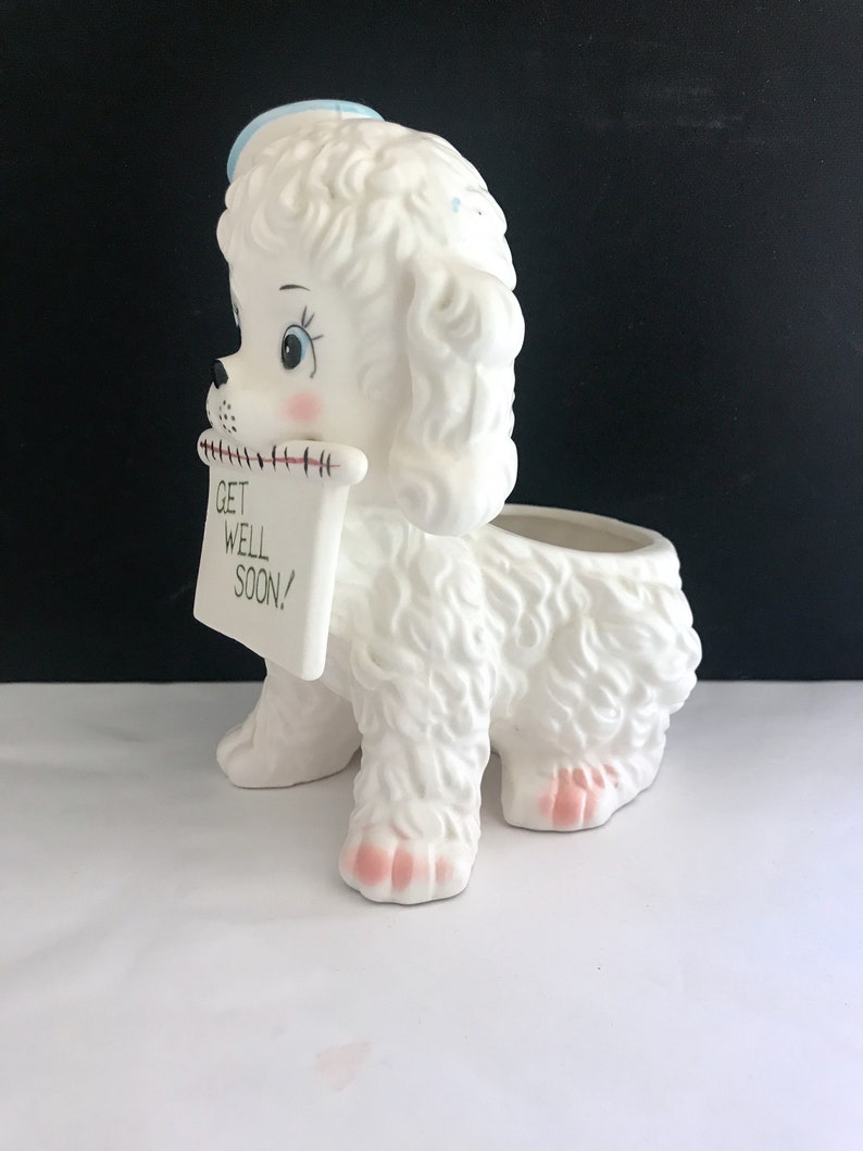 Vintage Japan NORCREST Ceramic Porcelain POODLE Dog Planter Kawaii Baby ...