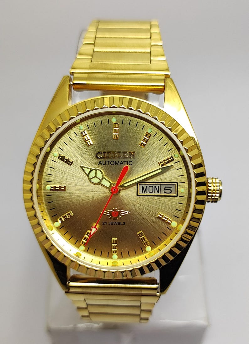 Citizen Automatic Gold Dial Day/date 21 Jewels Stainless Steel Men's ...