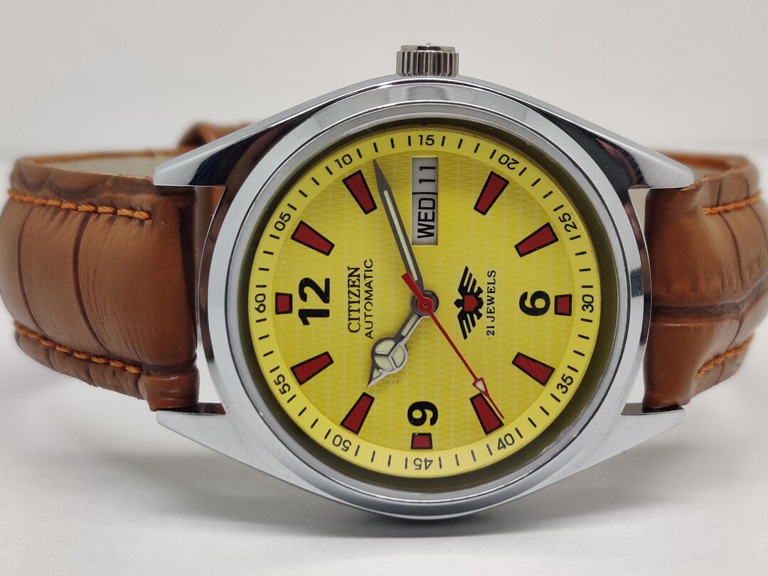 Citizen Automatic Yellow Dial Day/date 21 Jewels Stainless Steel Men's ...
