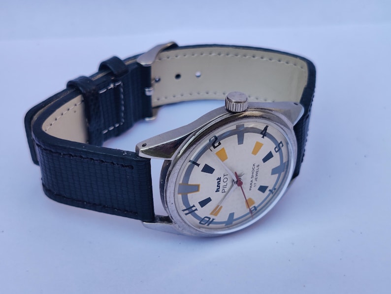 Vintage HMT Pilot 17 Jewels Movement Hand Winding Men's Wrist Watch Run ...