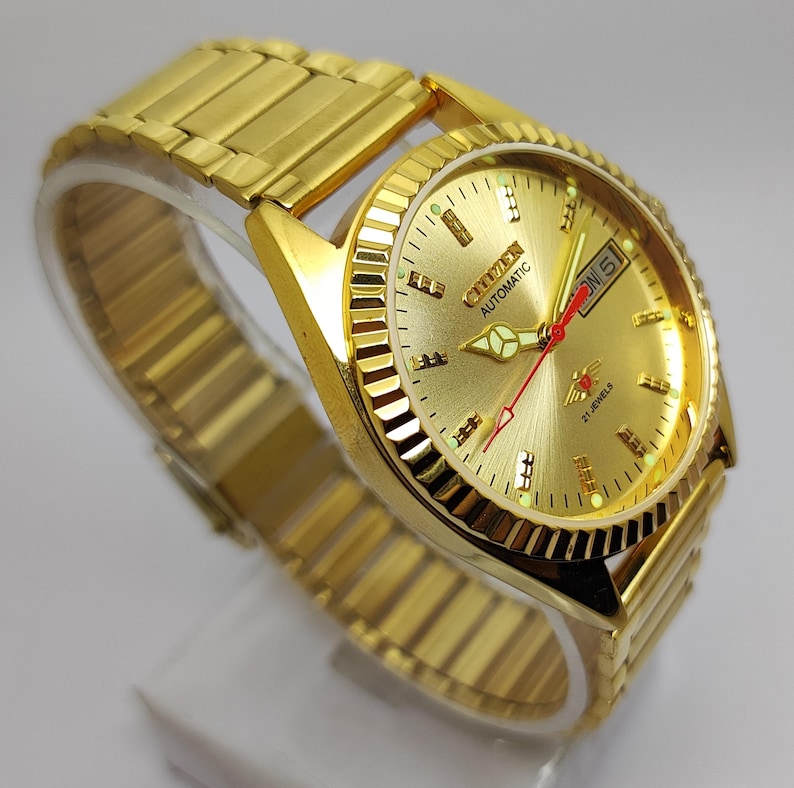 Citizen Automatic Gold Dial Day/date 21 Jewels Stainless Steel Men's ...