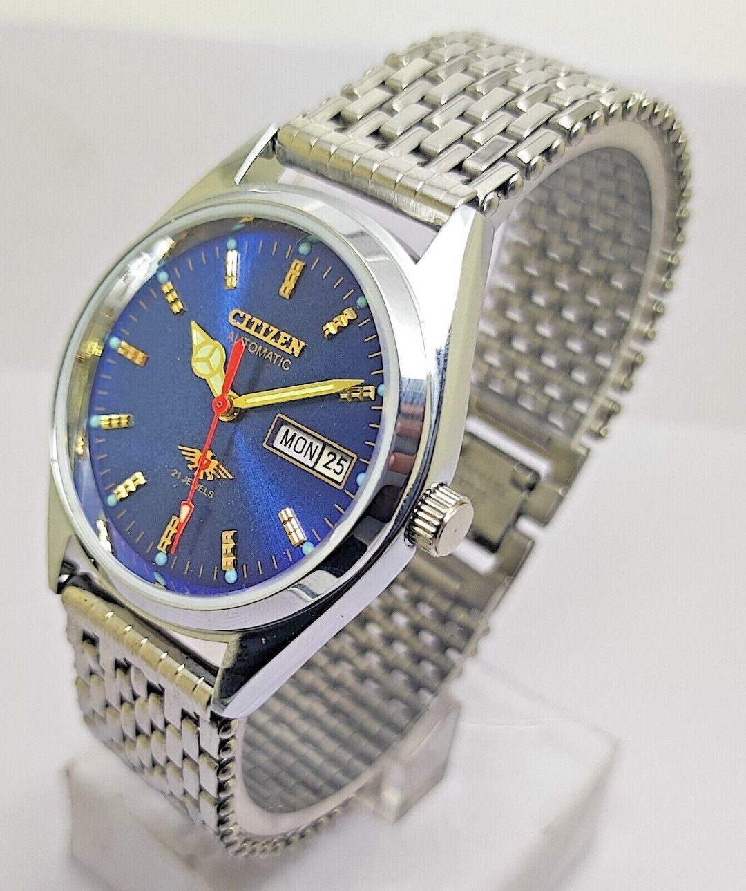 Vintage Citizen Automatic Watch: Blue Dial Day/date, Refurbished - Etsy