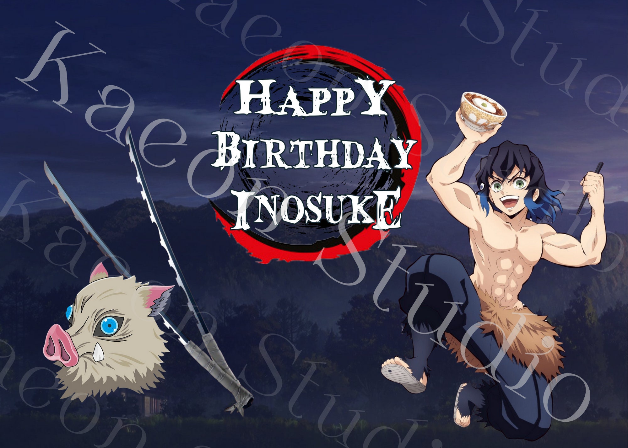 Demon Slayer - Inosuke Birthday Card - Etsy