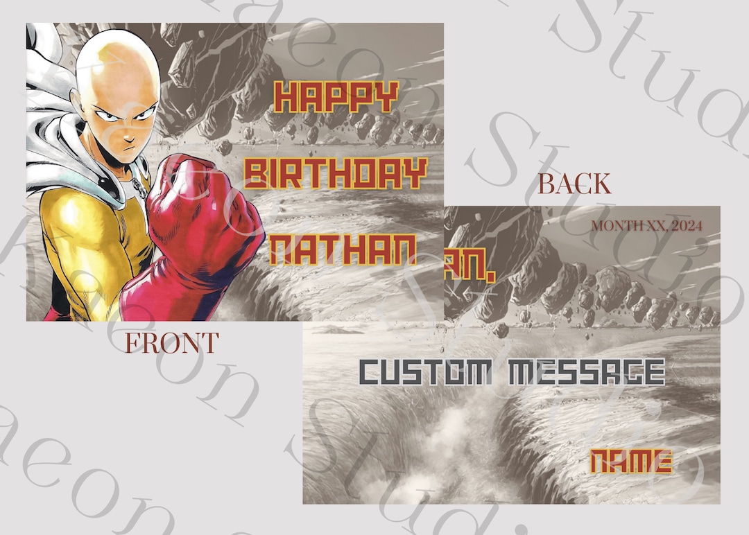 One-punch Man Birthday Card - Etsy