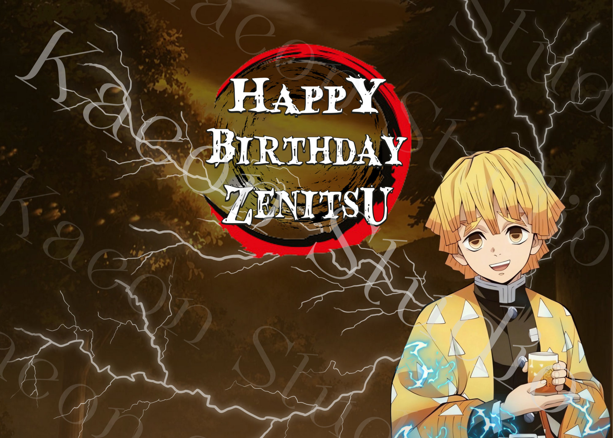 Demon Slayer - Zenitsu Birthday Card - Etsy