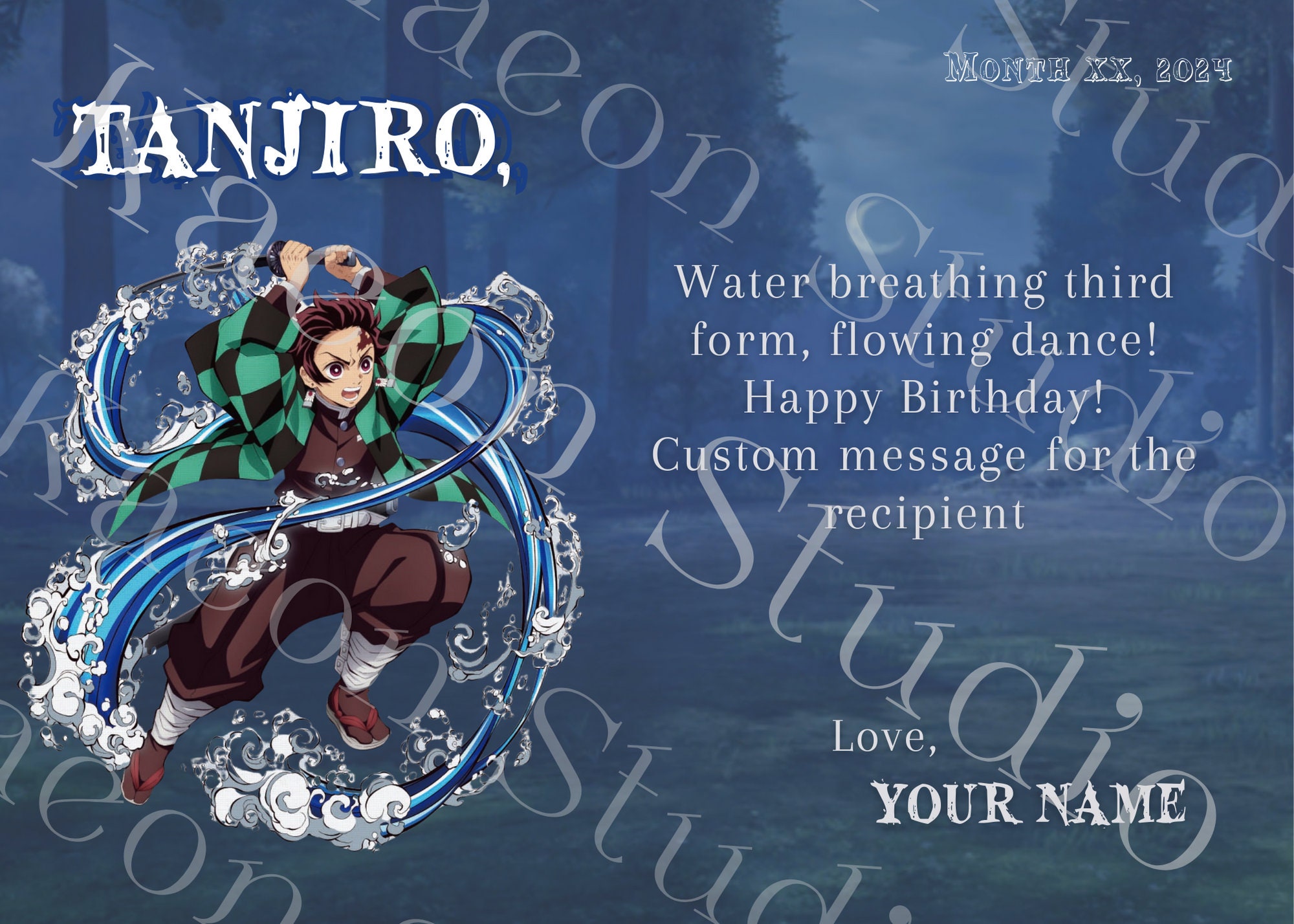 Demon Slayer - Tanjiro Birthday Card - Etsy