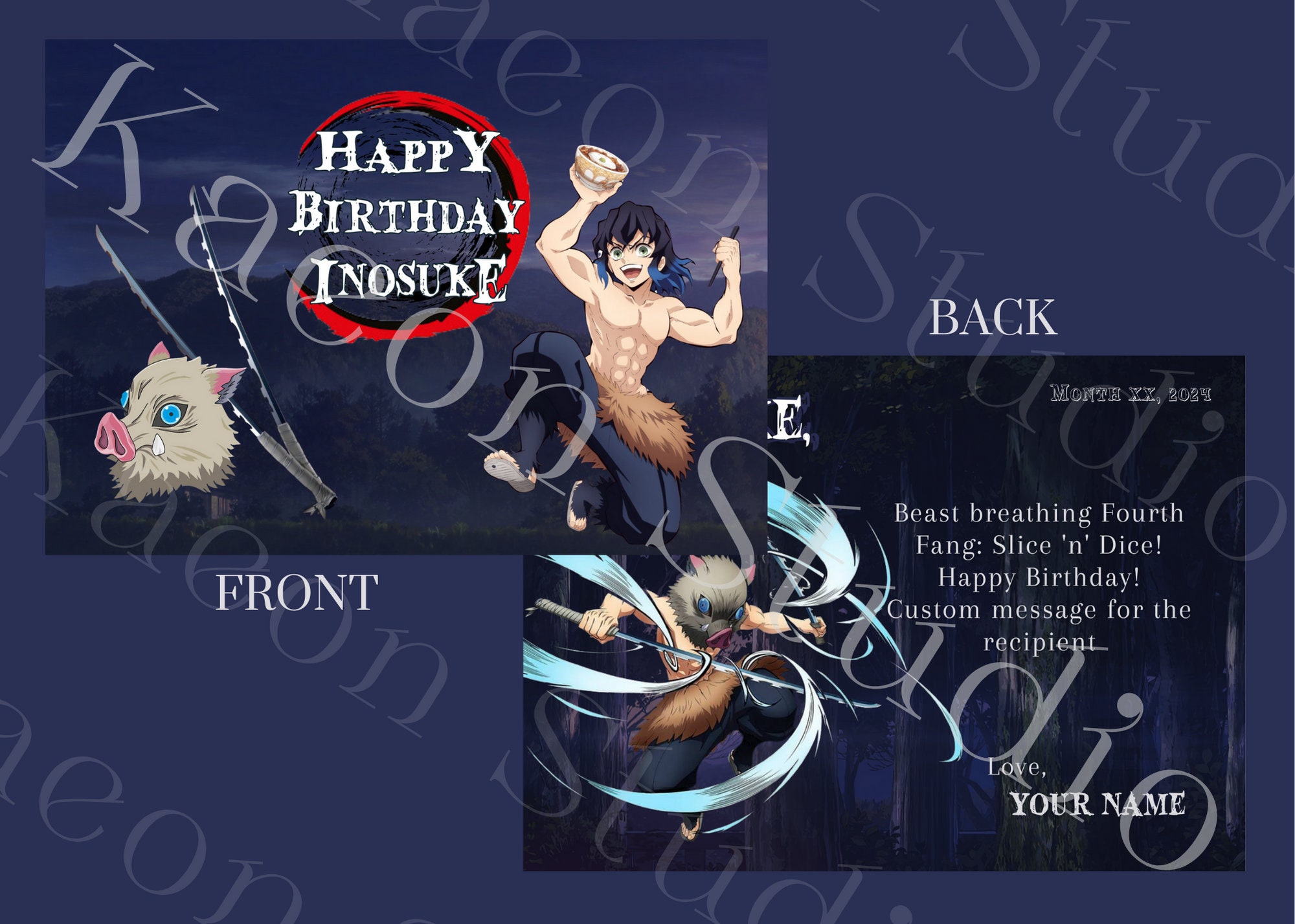Demon Slayer - Inosuke Birthday Card - Etsy