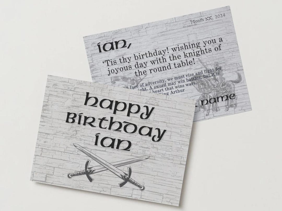 Knight Birthday Card - Etsy
