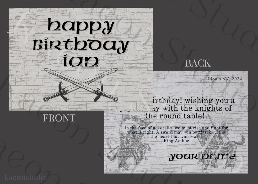 Knight Birthday Card - Etsy