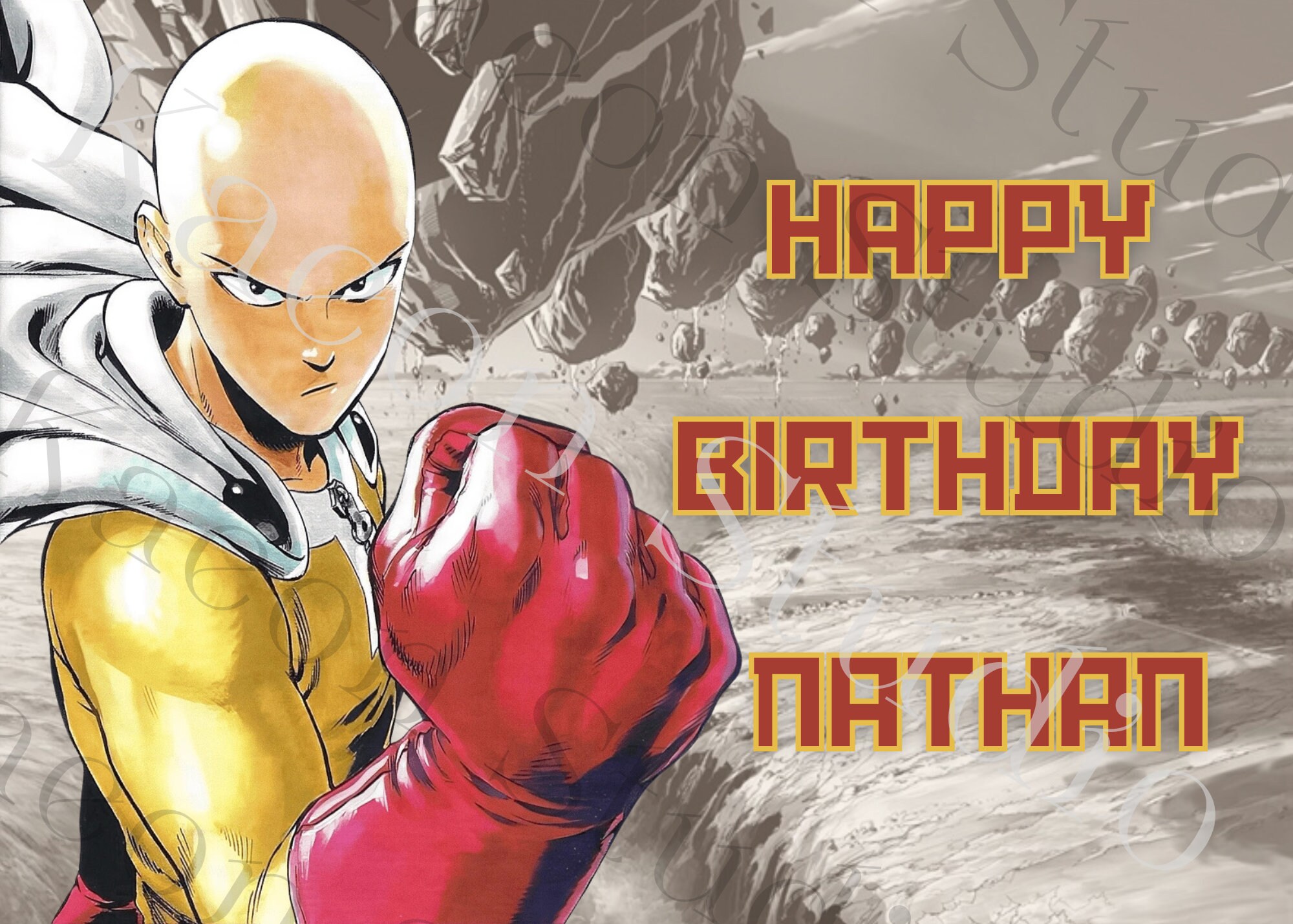 One-punch Man Birthday Card - Etsy