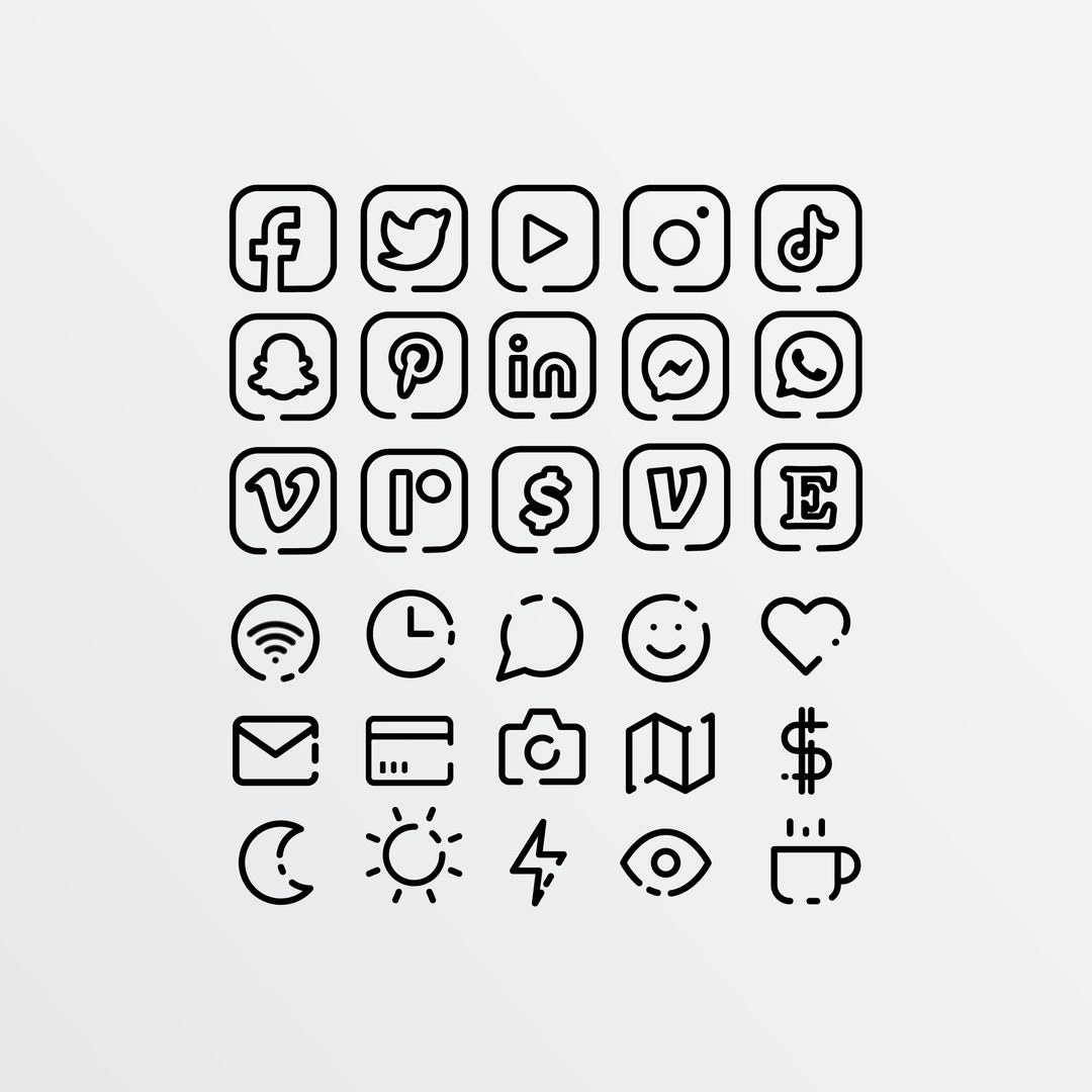 Social Media Icons Minimal. Marken und passenden Icons. modern und ...