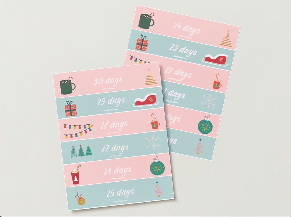 Christmas Advent Calendar Paper Chain Printable Instant Download - Etsy