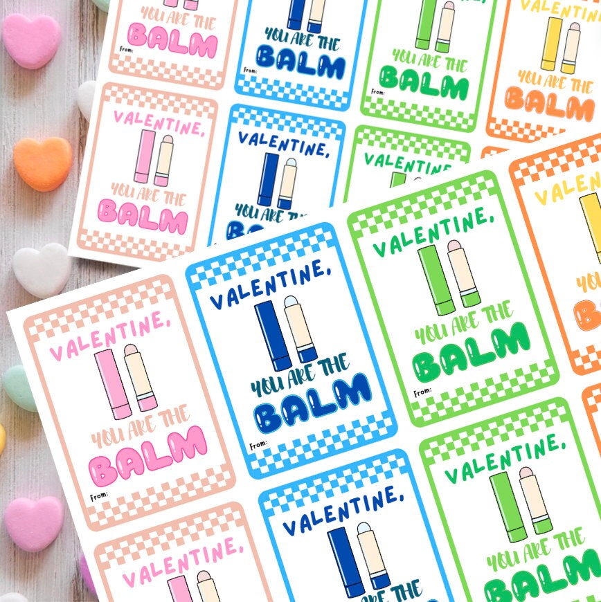 Lip Balm Valentine's Day Instant Download Printable Classroom Party ...