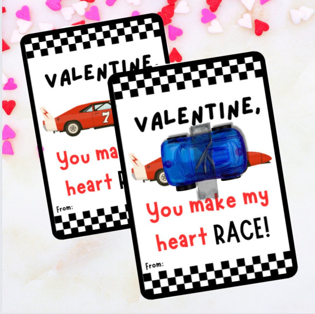 Race Car Valentine's Day Instant Download Printable Classroom Party ...