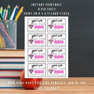 End of the School Year Candy Gift Tag Student Gift Graduation Gift Tag ...