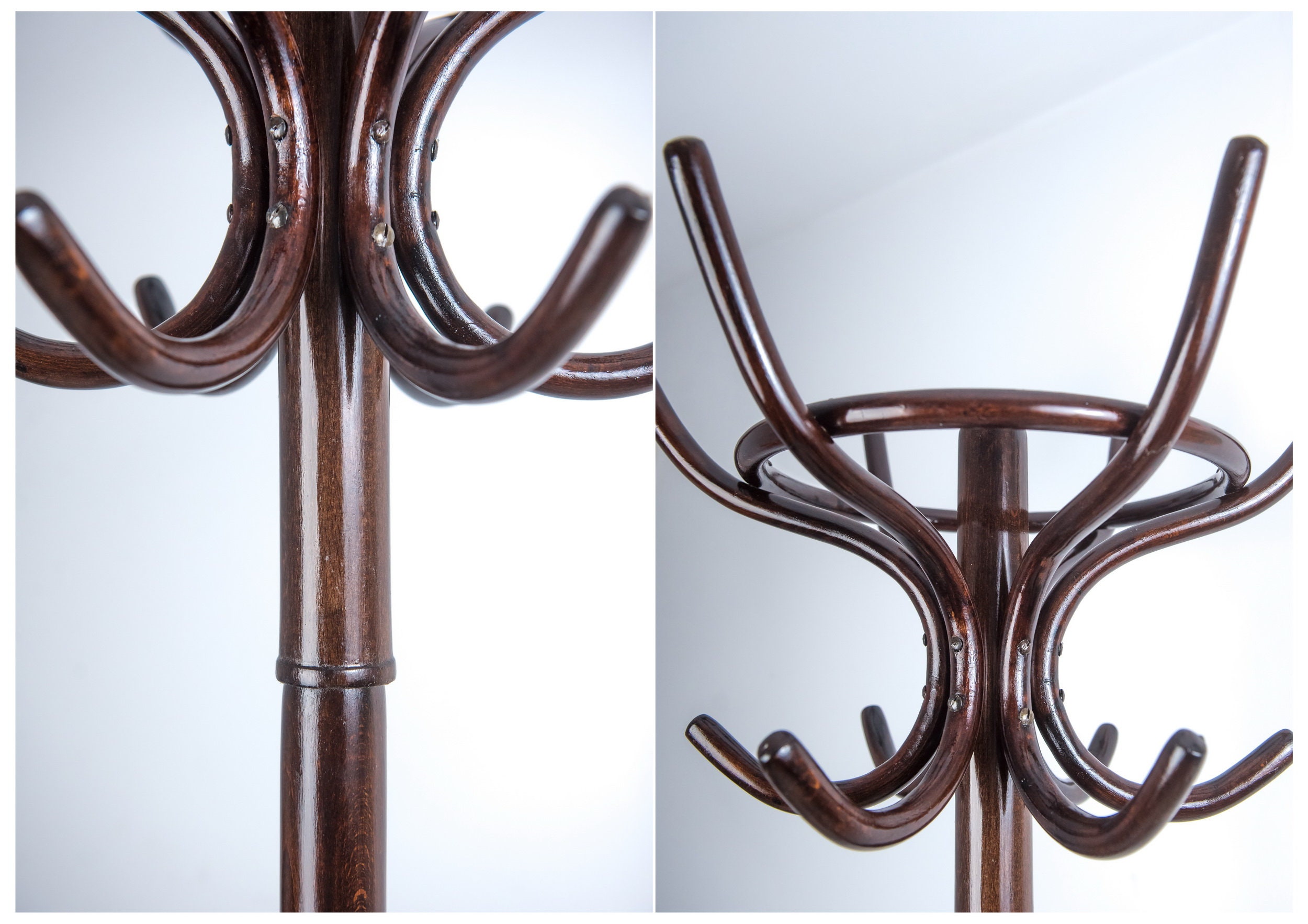 Antique Thonet Coat Rack/ Bentwood Wall Hooks/ Vintage Bent Wood Coat ...
