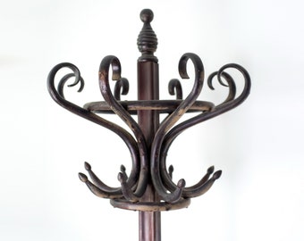 Antique Thonet Coat Rack/ Bentwood Wall Hooks/ Vintage Bent Wood Coat ...