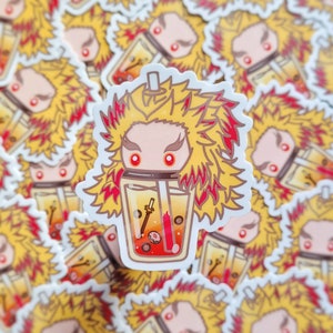 Demon Fire Breathing Anime Boba Drink Sticker | Thick Weatherproof ...