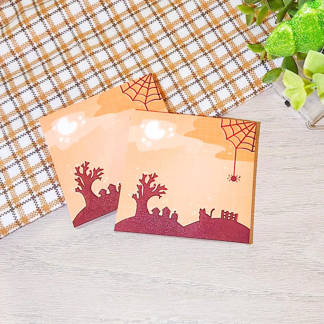 Cute Spooky Aesthetic Sticky Notes | Aesthetic Grid Notepad | Cute Cozy ...