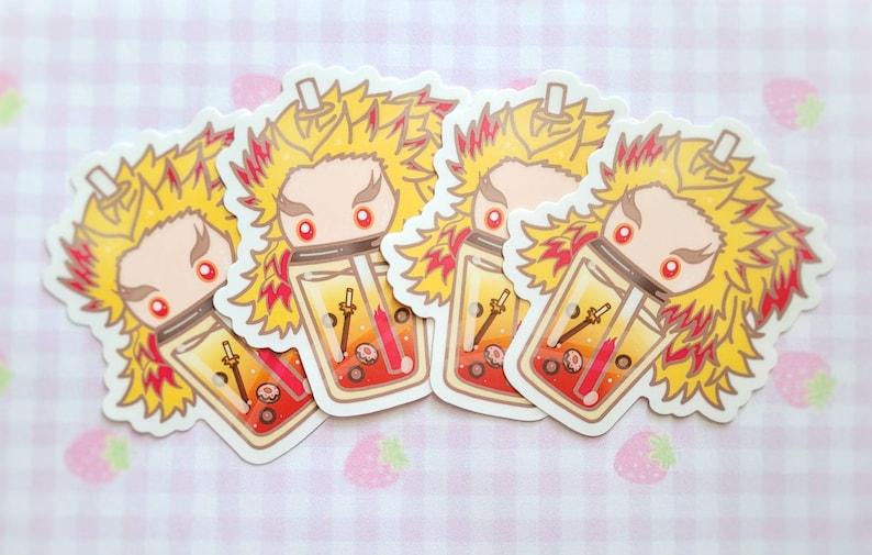 Demon Fire Breathing Anime Boba Drink Sticker | Thick Weatherproof ...