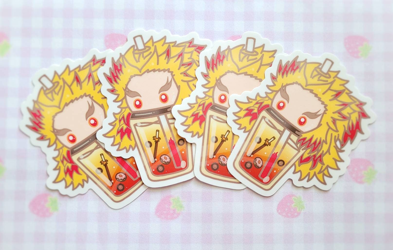Demon Fire Breathing Anime Boba Drink Sticker | Thick Weatherproof ...
