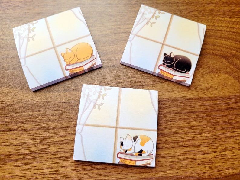 Sleeping Cat Sticky Note: Cozy Book Lover Gift - Etsy