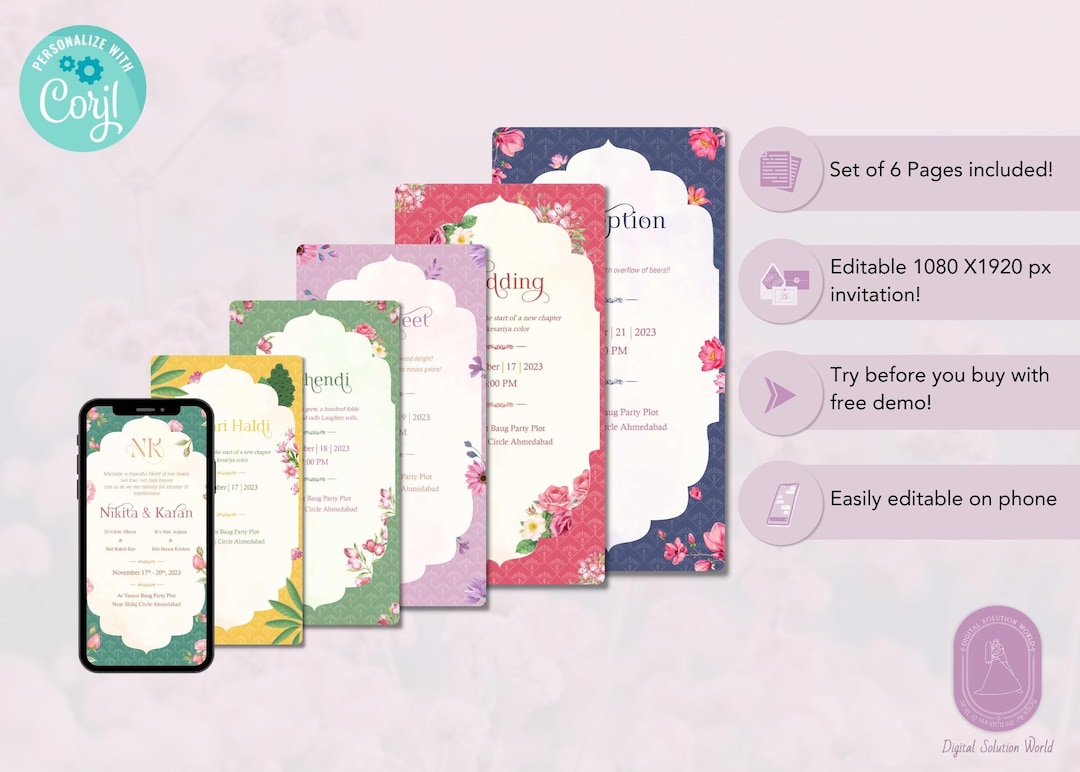 Buy Pastel Wedding Invite Customize E-invite E-invitations Wedding ...