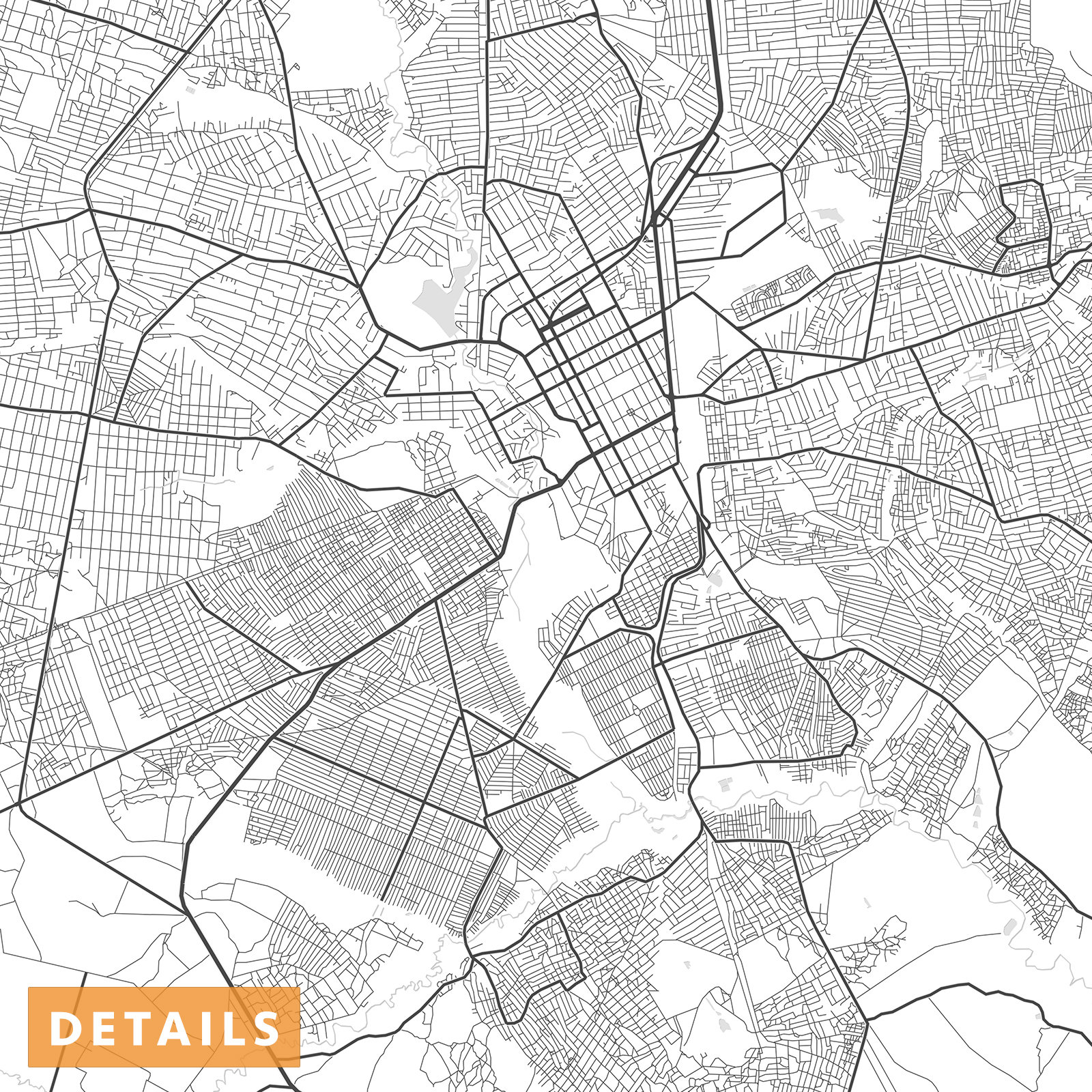 Street Map Poster of Lubumbashi, DRC, Democratic Republic of Congo ...