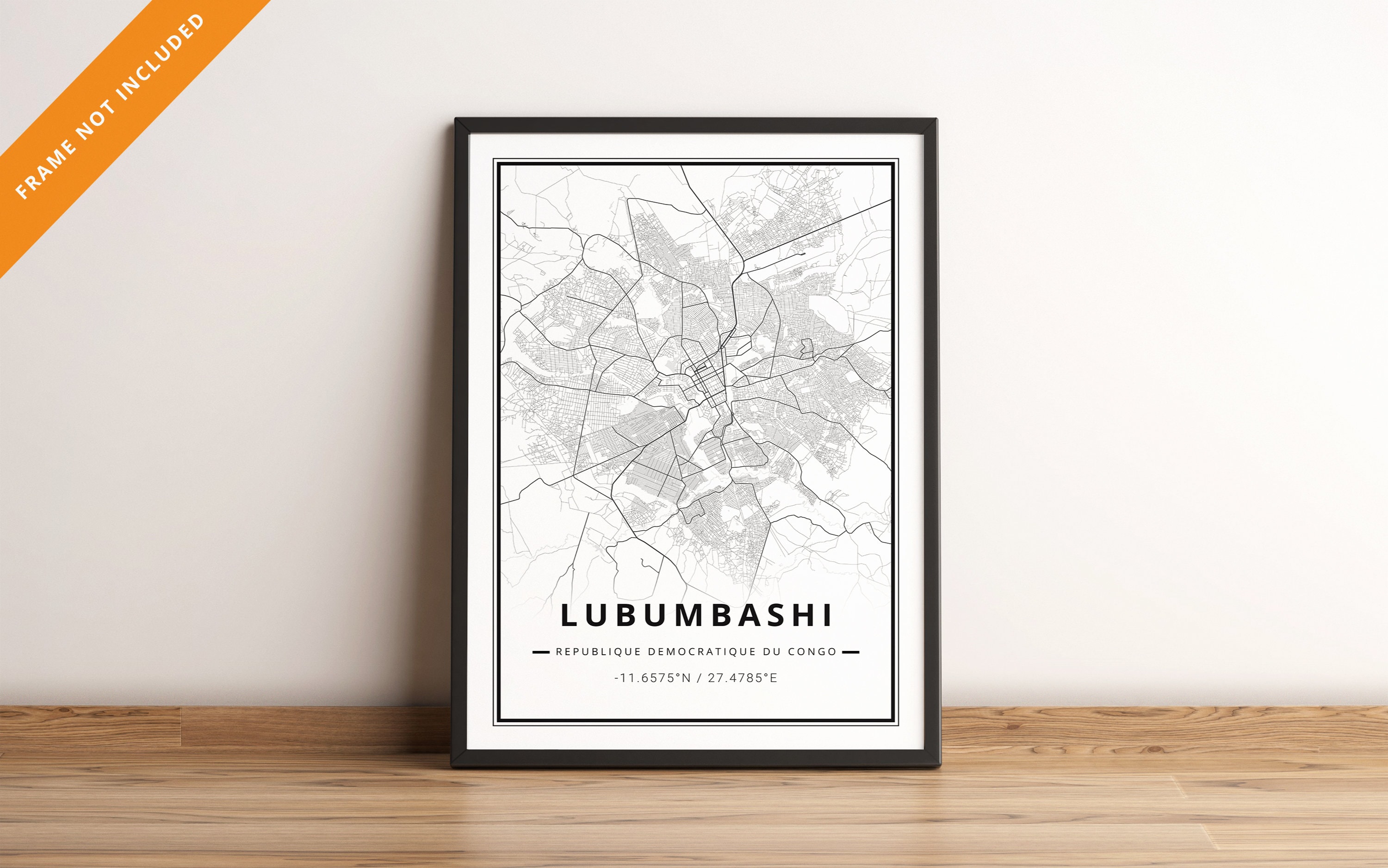 Street Map Poster of Lubumbashi, DRC, Democratic Republic of Congo ...