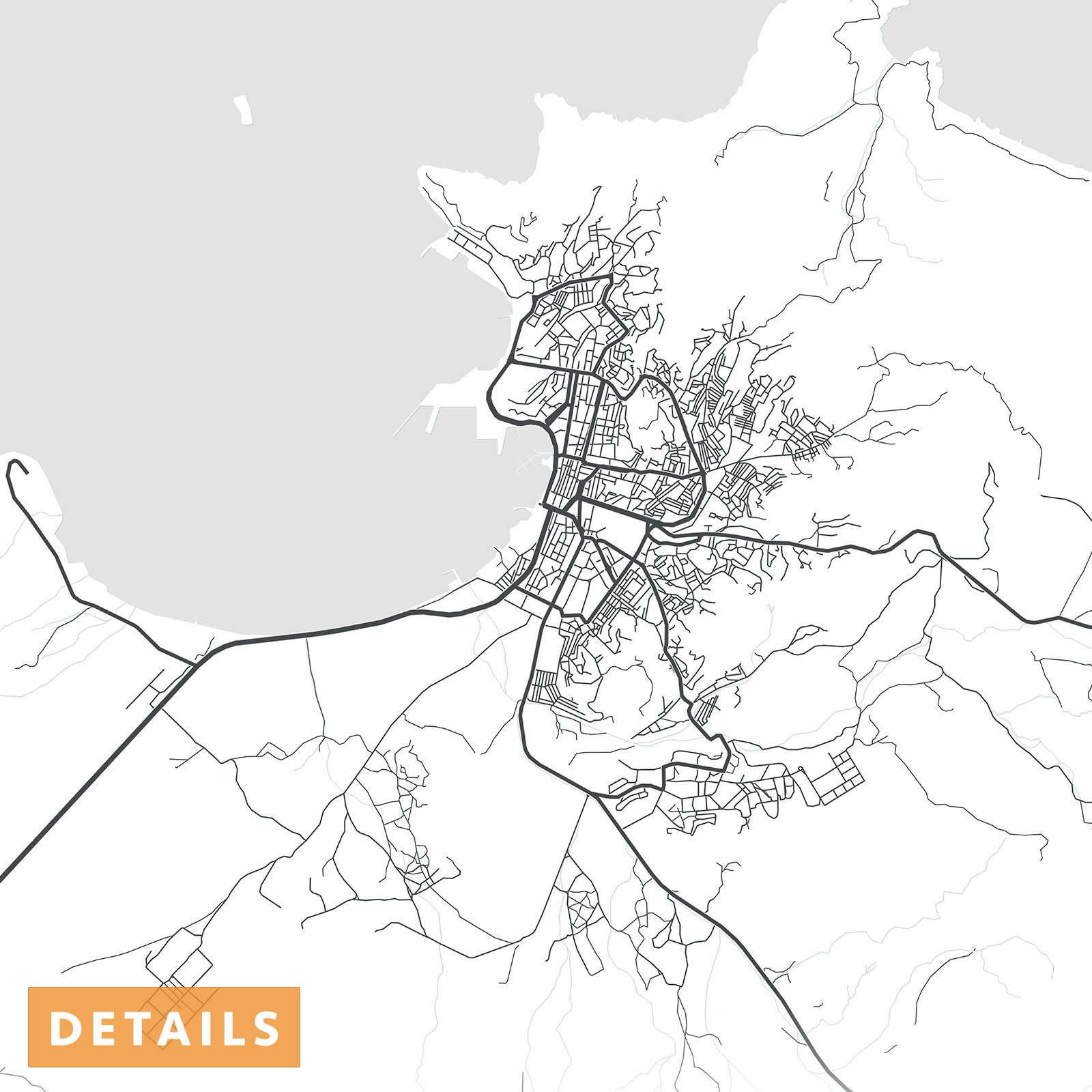 Street Map Poster of Mindelo, Sao Vicente, Cape Verde (cabo Verde, Cape ...