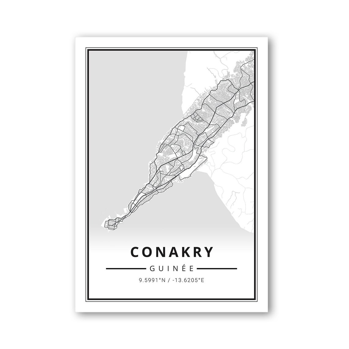 Street Map Poster of Conakry, Guinea guinea, Guinea, Africa Poster ...